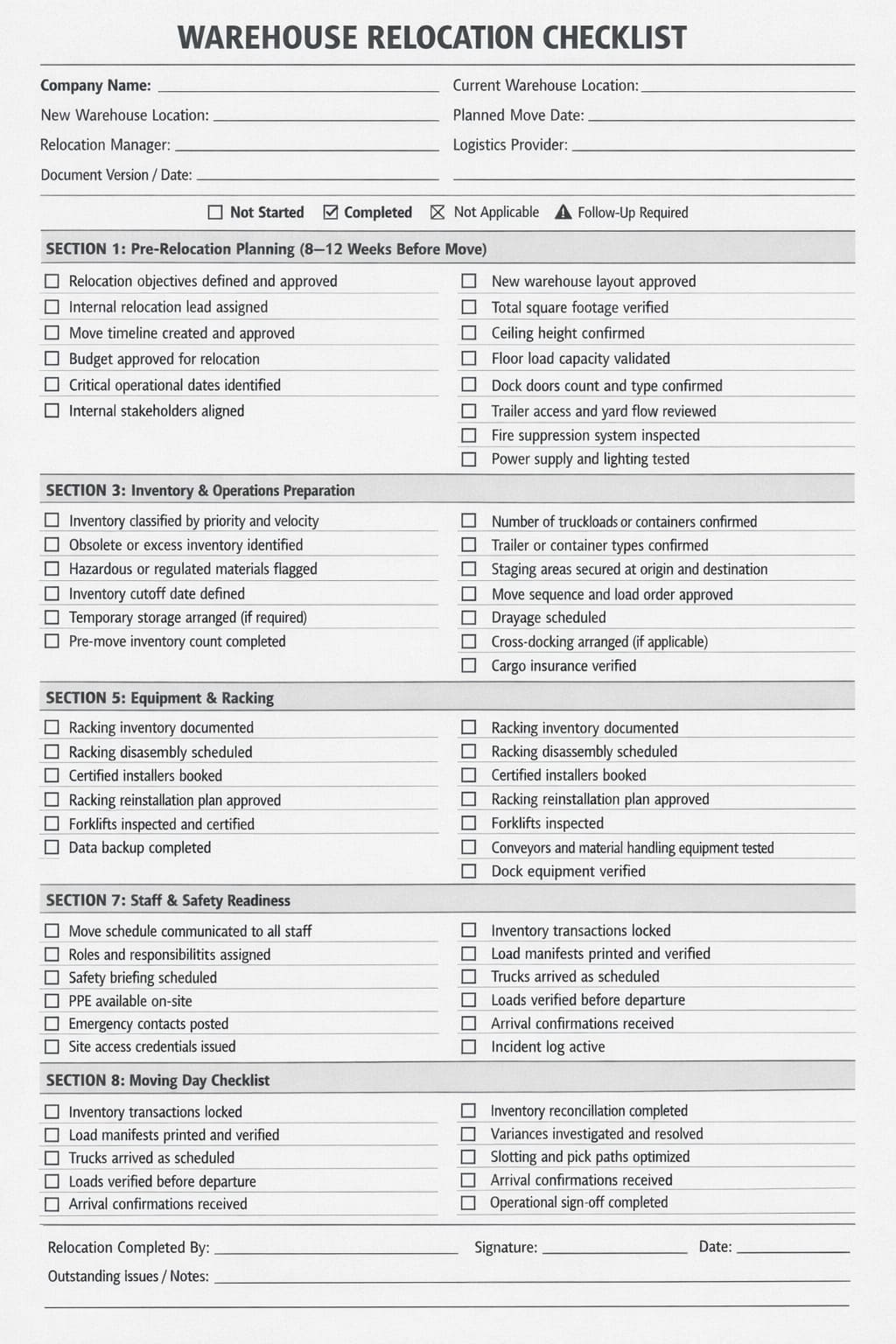 Warehouse Relocation Checklist: Step-by-Step Guide for 2026